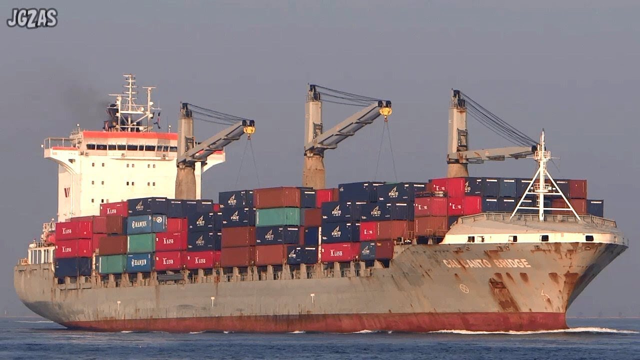 [船] CALICANTO BRIDGE Container ship コンテナ船 Osaka 大阪港 2014-MAR - YouTube