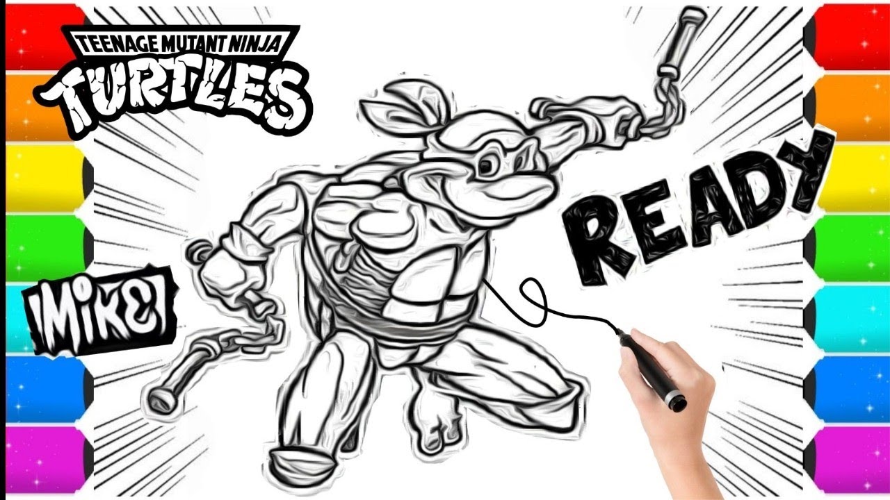 Drawing and coloring TMNT ninja turtles Mike | super heroes coloring ...
