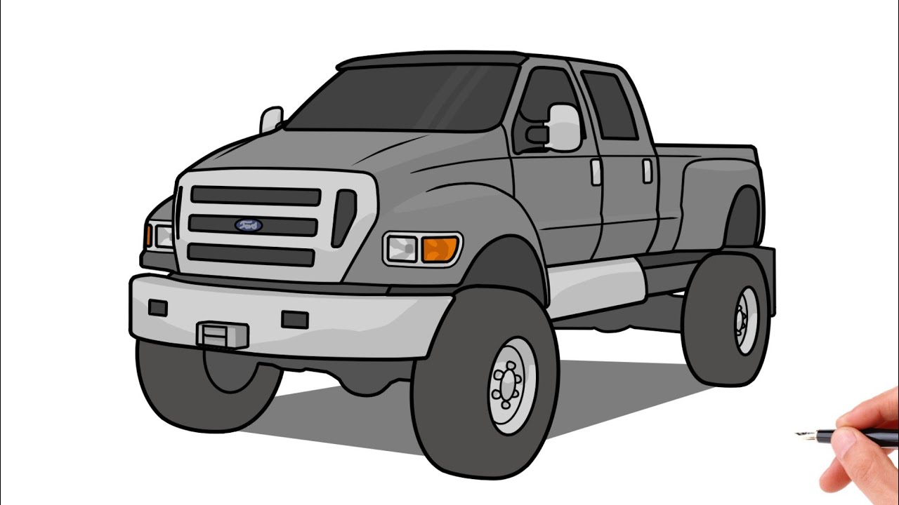 How to draw a FORD F-650 2005 / drawing ford f650 super duty truck 2006 ...