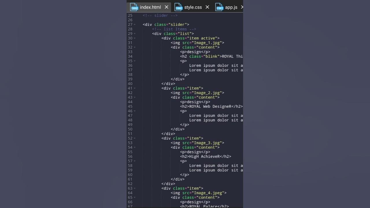 Animated Image Slider Using Html Css And Javascript Htmlwebsite Frontend Codingshorts