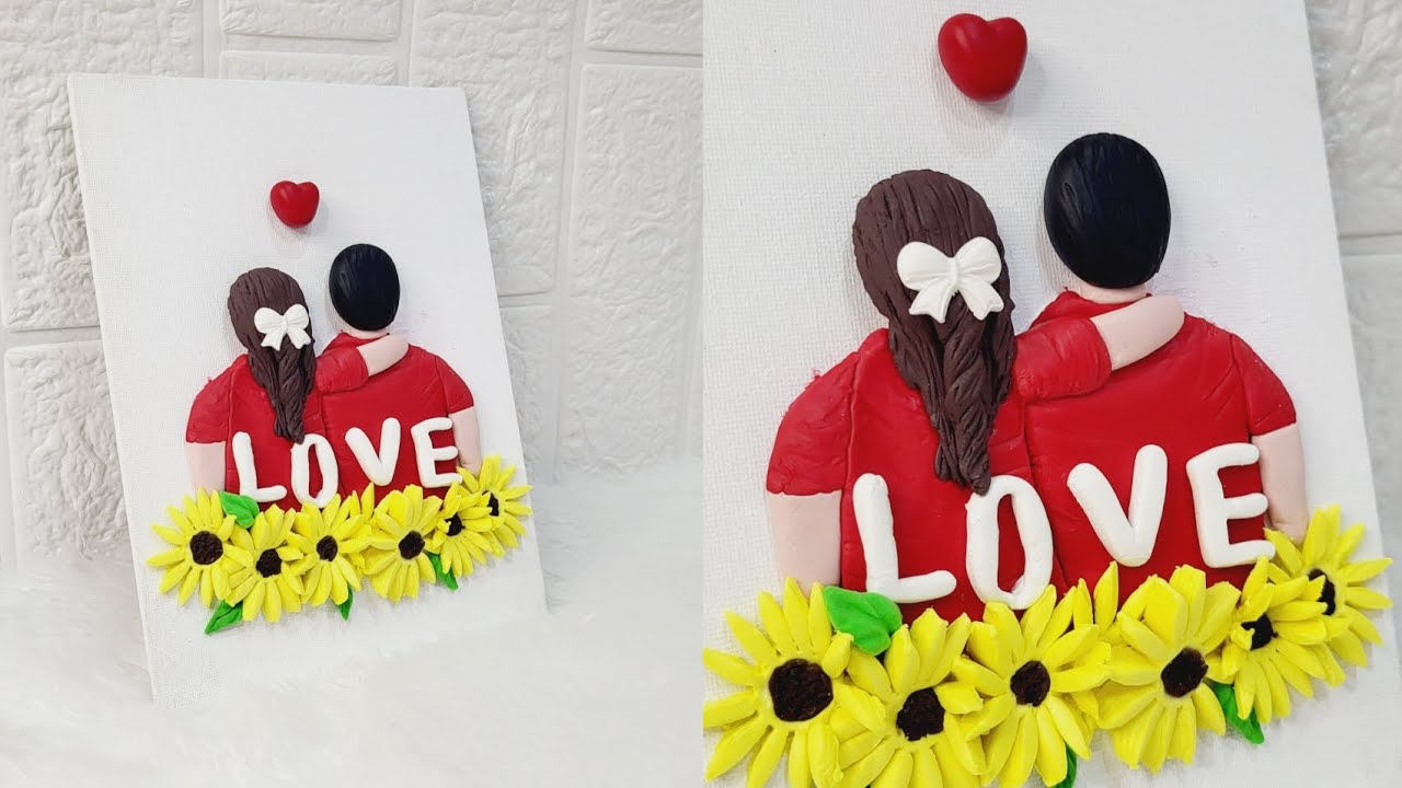 Couple Clay Art On Canvas ️‍🔥 3D Clay Painting | Air Dry Clay Crafts ...