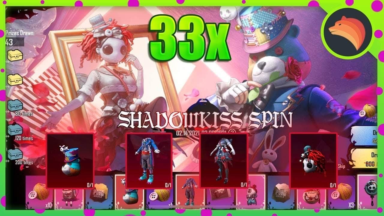 Opening 33 NEW Shadow Kiss Spins | PUBG MOBILE - YouTube