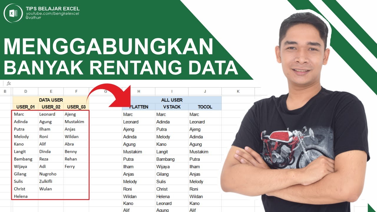 tips menggabungkan banyak rentang data sekaligus - YouTube