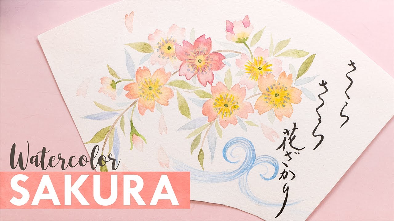 How to paint Sakura / Cherry Blossom / Japanese style / watercolor ...