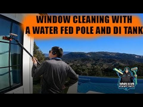 WINDOW CLEANING WITH A WATER FED POLE AND DI TANK - YouTube