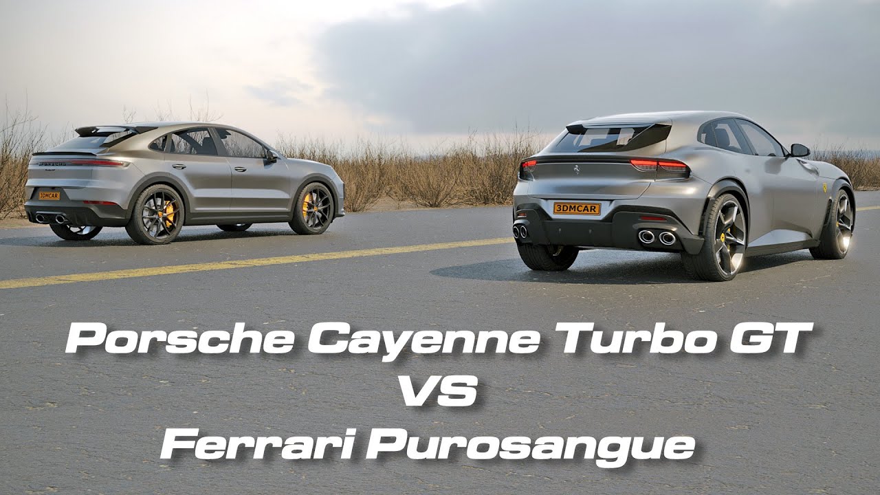 Porsche Cayenne Turbo GT VS Ferrari Purosangue Drag Race | 3DMCAR - YouTube
