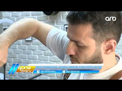 Günə doğru | Fərqli bərbərxana: Divarda şəkillər, fonda retro musiqi