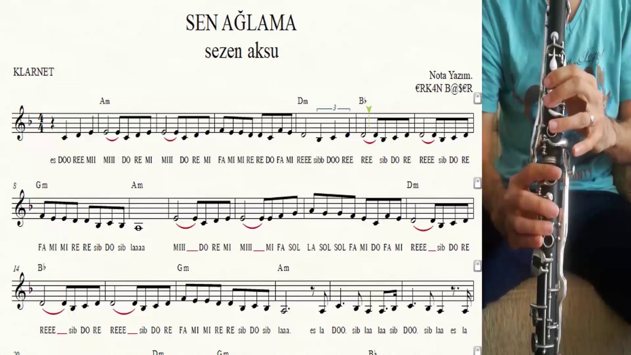 Sen AĞlama Sezen Aksu Klarnet Notaları EŞlİklİ Youtube