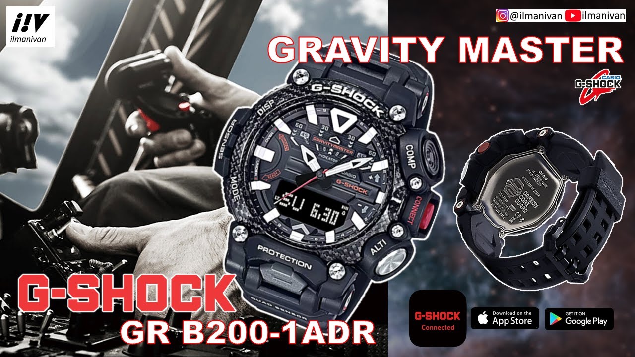 G SHOCK GRAVITY MASTER GR-B200-1ADR, REVIEW & SETTING - YouTube
