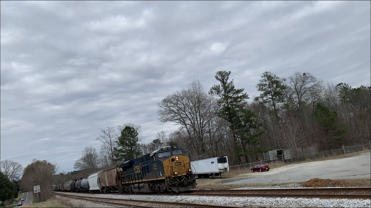 CSX 958 Leads Q582-24 (With a Single Mid-Train DPU) Thru Gloster, GA 2 ...