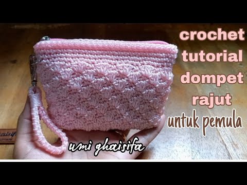 Dompet Rajut Untuk Pemula || Cara Membuat Souvenir Rajutan Crochet Pouch Tutorial Easy for Beginner