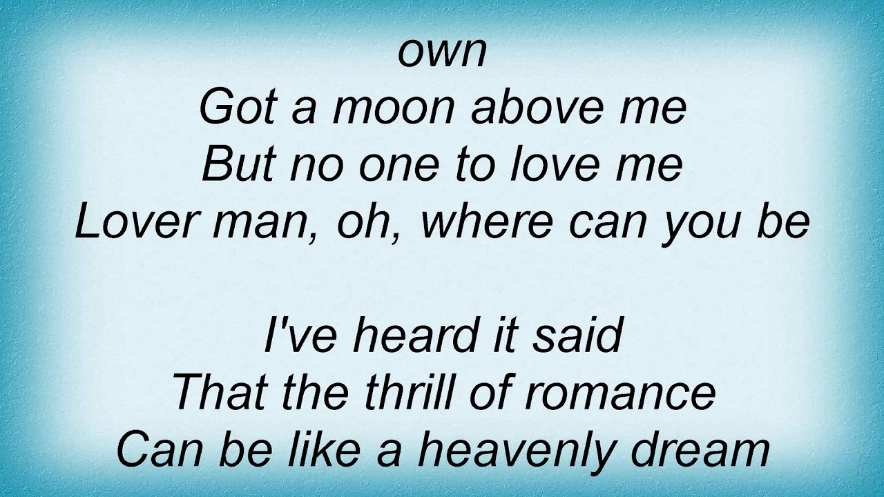 Billie Holiday - Lover Man Lyrics - YouTube