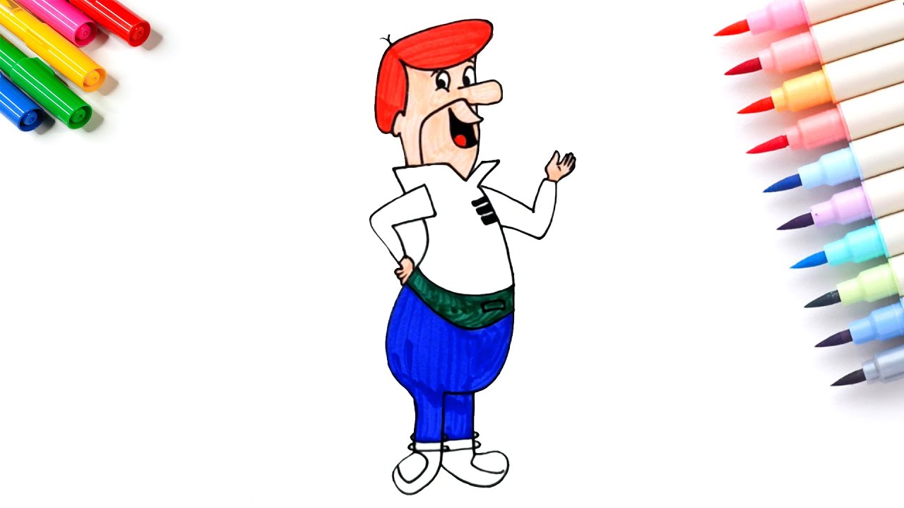 How to Draw George Jetson | Cartoon Drawing For Kids | Draw Dots - YouTube