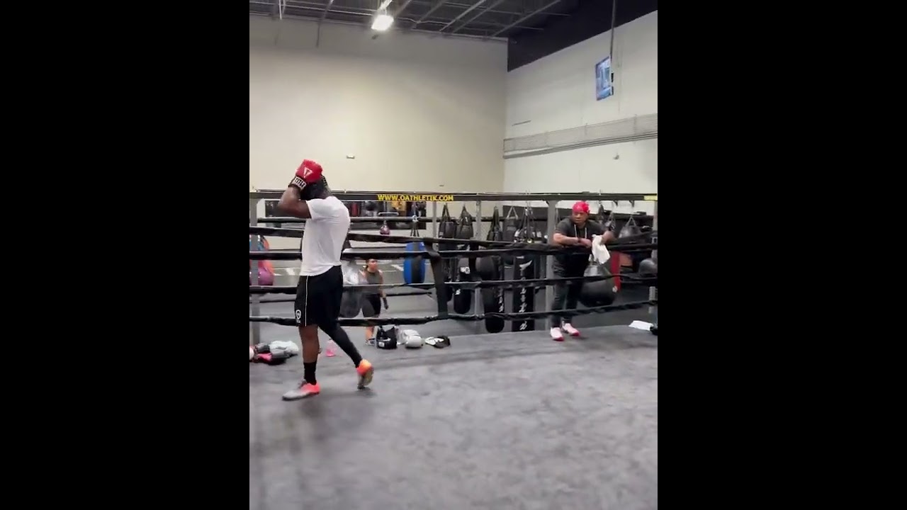 Adrian Peterson knocking out sparring partner 👀 in boxing training ...