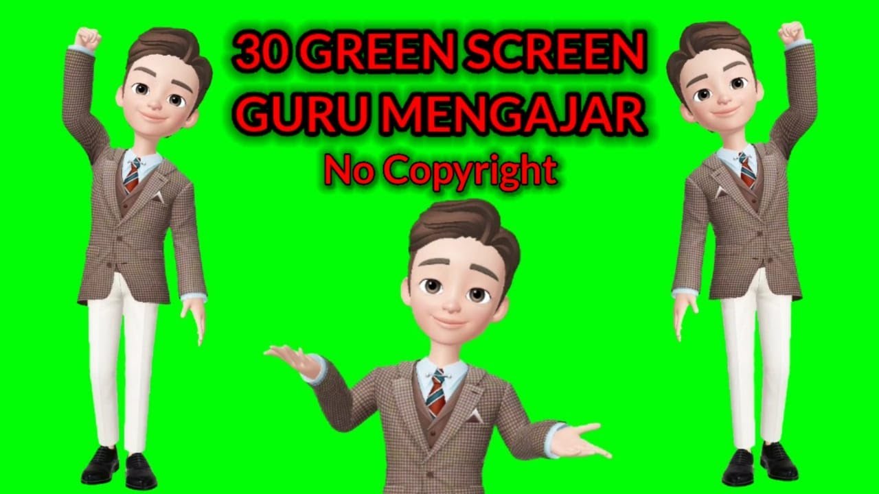 Green Screen Animasi Guru Laki-laki Mengajar (30 ekspresi) Part 3 No ...