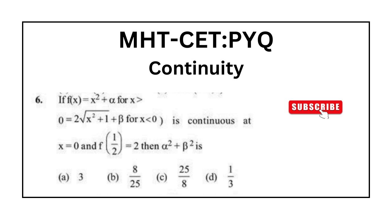 MHT CET | Continuty | PYQ - YouTube
