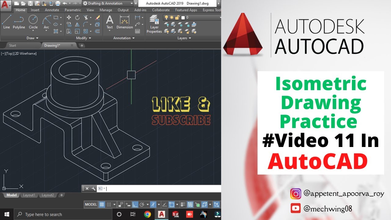 AutoCAD Isometric Practice Video 11 | Learn AutoCAD Isometric Drawing ...