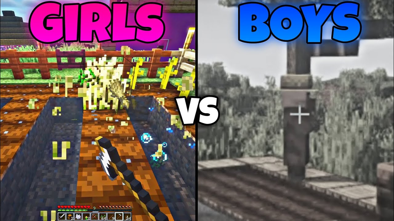 Boys VS Girls Playing Minecraft | Minecraft Girls VS Boys | Minecraft ...