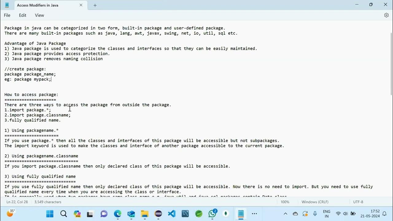 #Lecture-8|EILP-JAVA-FSD-Q1-FY24-25|Packages|Access Modifiers in Java - YouTube