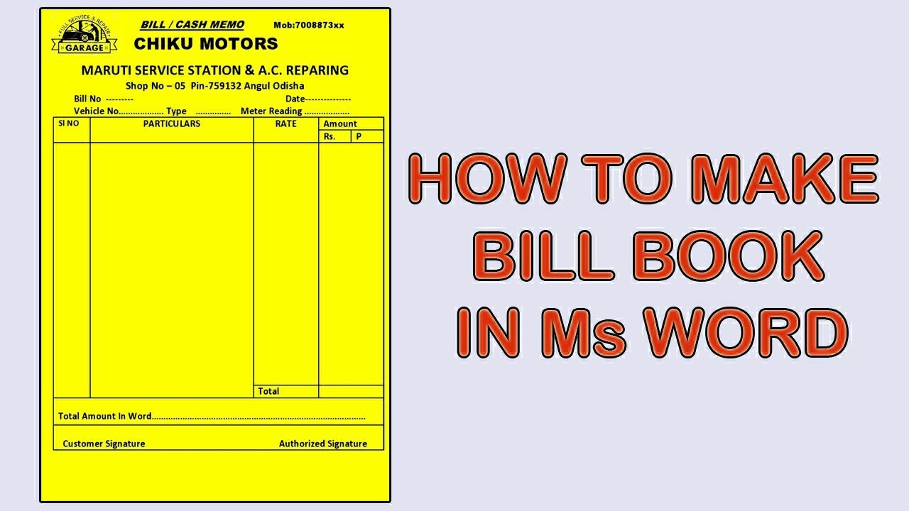 Simple Bill Book Design - Ms Word - YouTube