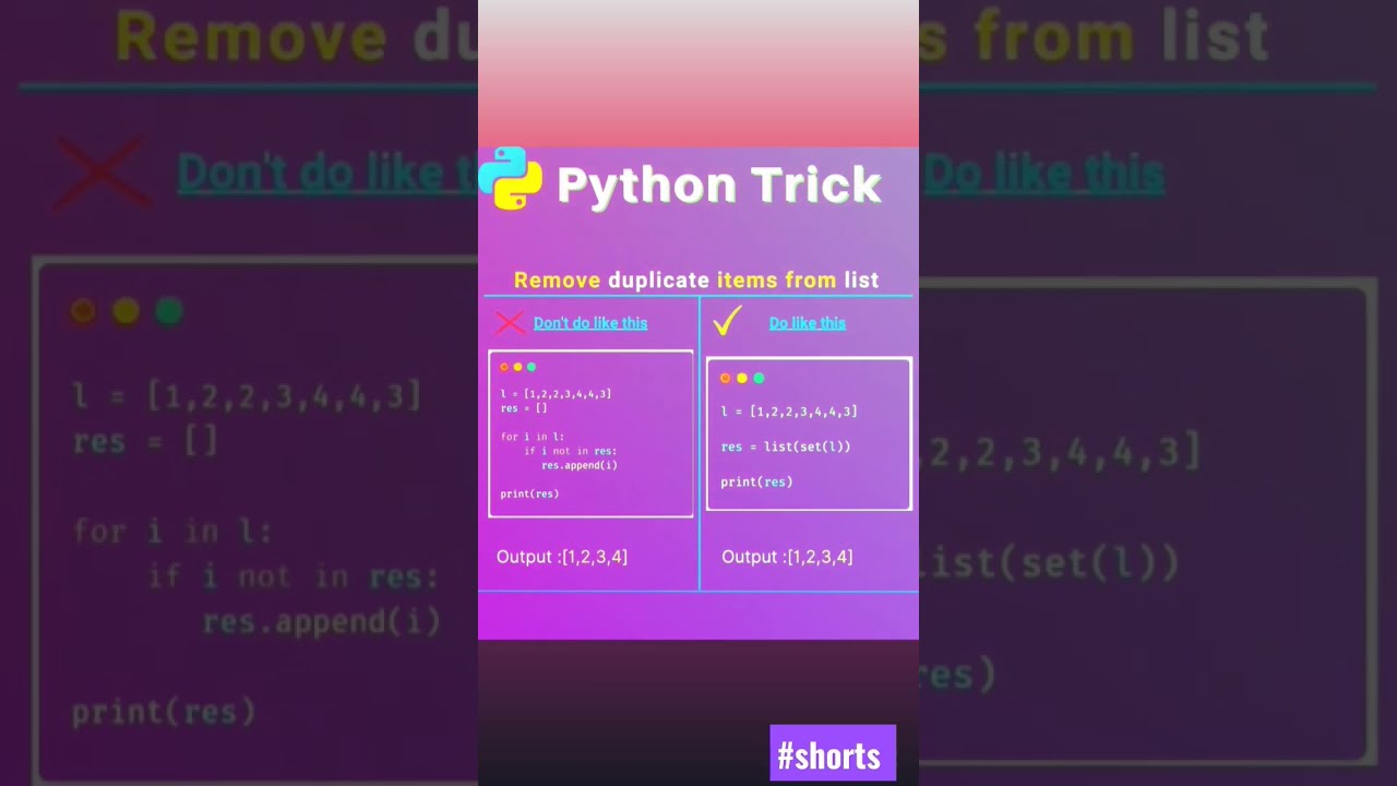 Python Trick Easiest Way To Remove Duplicate In Python python Python Trick Easiest Way To Remove Duplicate In Python python