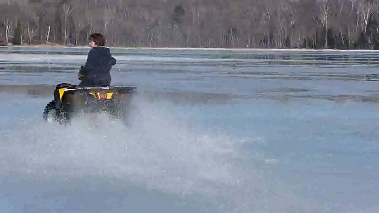 Polaris 500 ATV Drifting on ice - YouTube