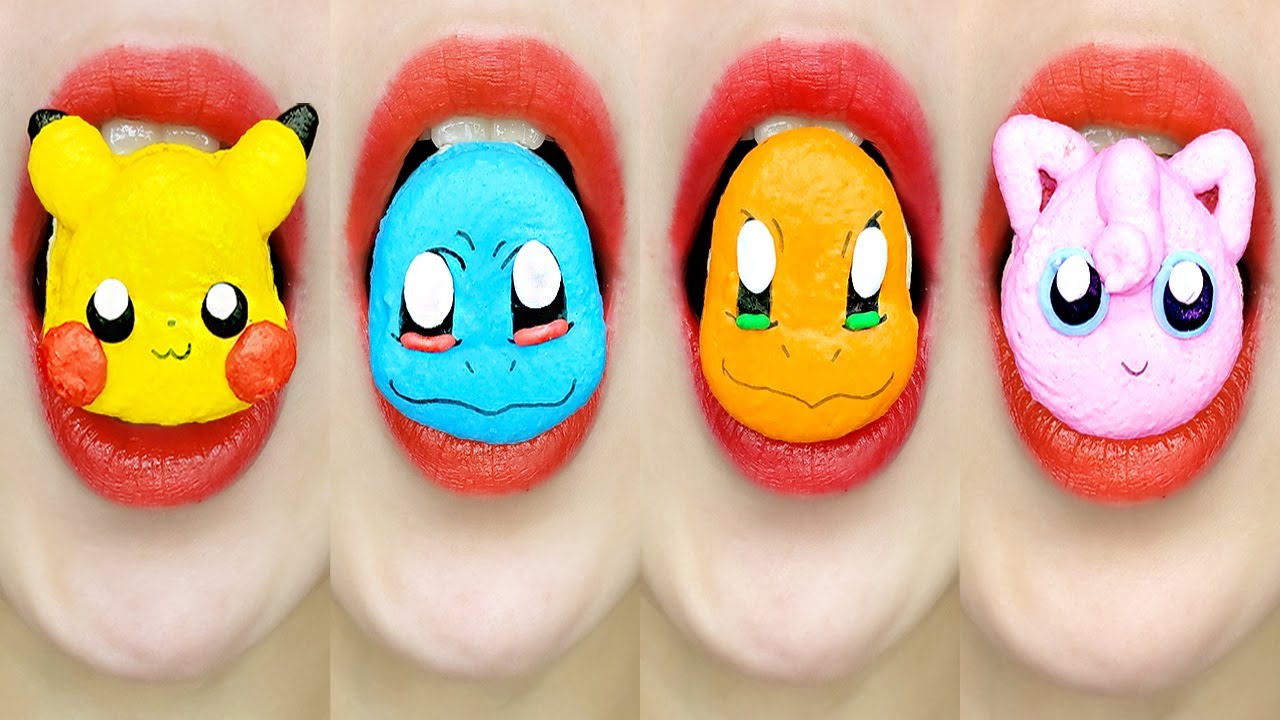 Emoji Food eating show! Pokémon dessert eating sound / ASMR MUKBANG ...
