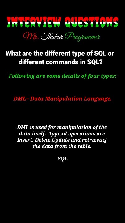What are the different types of SQL or different commands in SQL # ...