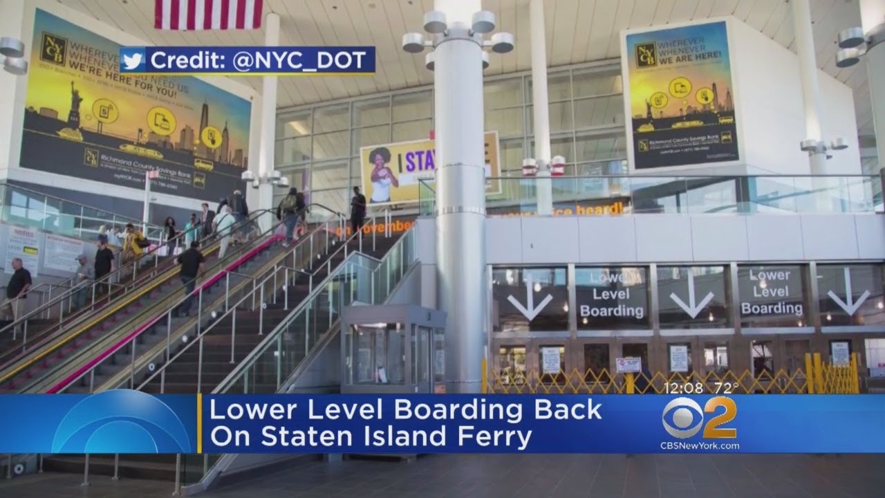 Lower Level Boarding Reopens On Staten Island Ferry - YouTube
