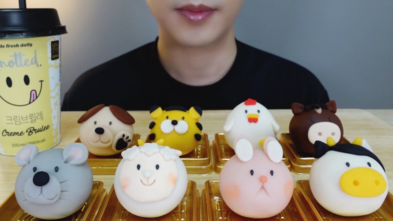 알록달록 귀여운 동물 화과자 먹방 Animal Wagashi Sweet Bean Cakes ASMR MUKBANG - YouTube