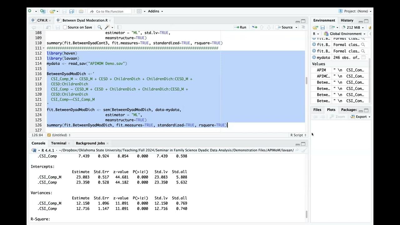 Dyadic Data Analysis: Between Dyad Moderation Interaction Approach in SEM using Lavaan (HDFS ...