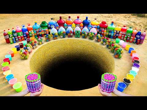 Giant Fanta, Pepsi, Sprite, Mtn Dew, Soda, Coca Cola vs Mentos in Big Underground!