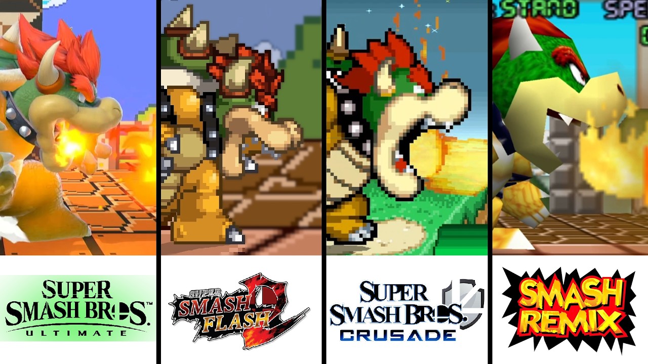 Super Comparison | Bowser Moveset | Smash Bros. Ultimate vs SSF2 vs ...