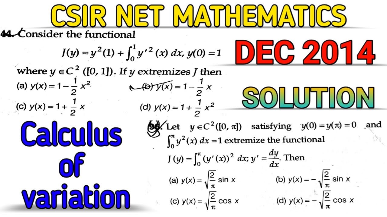 CSIR NET MATHEMATICS || DEC 2014 || CALCULUS OF VARIATION || SOLUTION. - YouTube