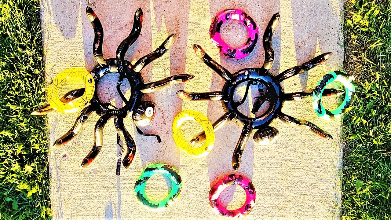 GINMIC Halloween Ring Toss Game Set Inflatable Spider Witch Hat Kids ...