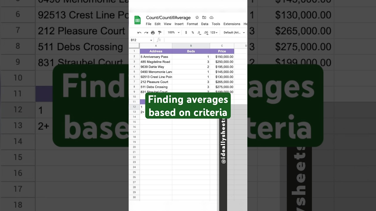 How to find an average based off a criteria, easy & simple! 🔢 #sheets #spreadsheets - YouTube