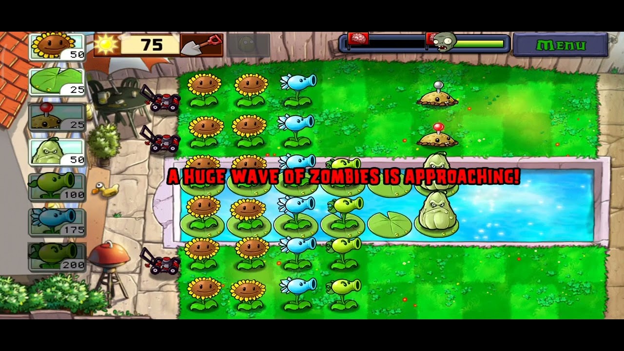 Plants vs zombies pvz pool level 2, UB game - YouTube