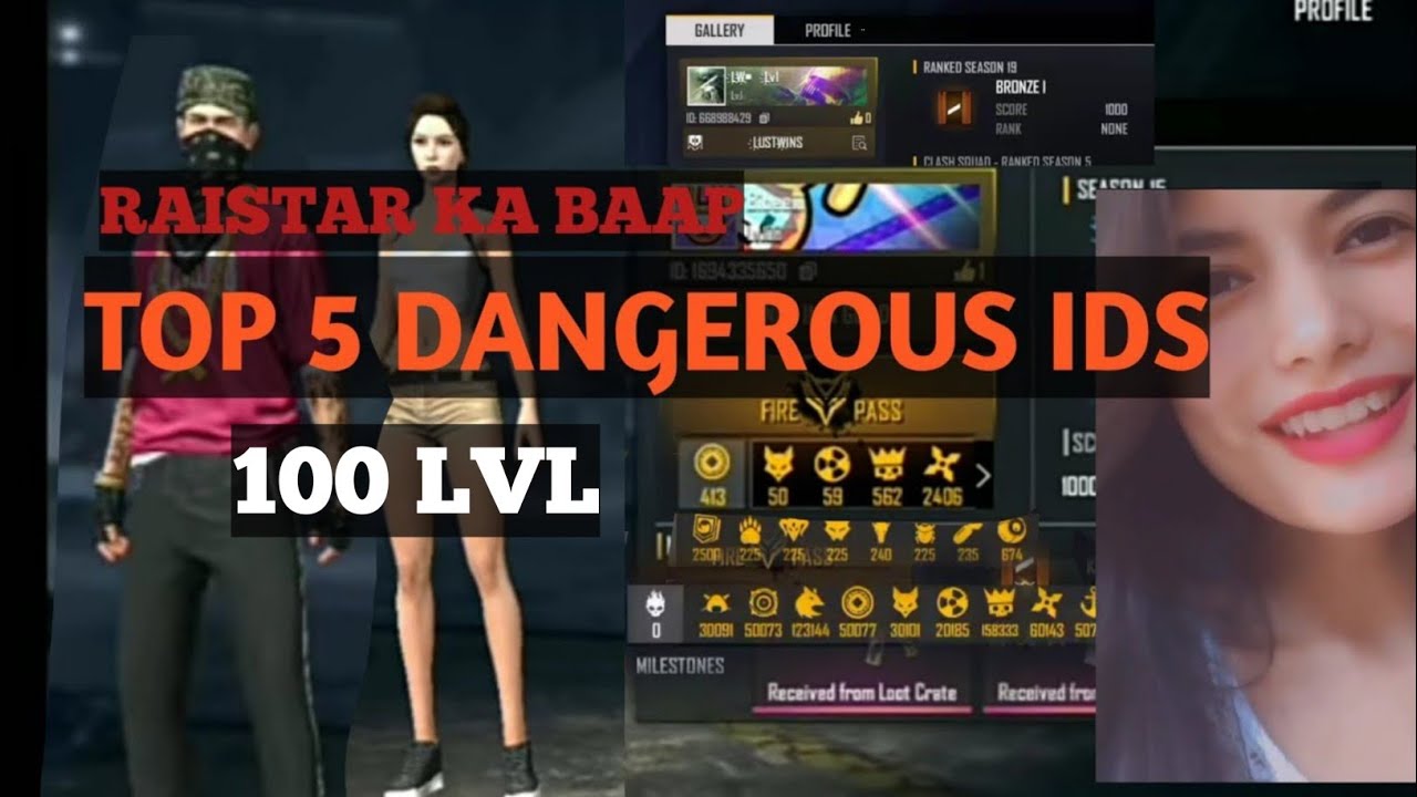 TOP 5 WORLD RECORD IDS IN FREE FIRE 😱 || 100 LEVEL ID || #Crx-Ankur # ...