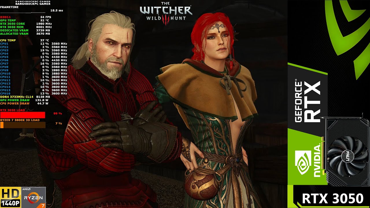 The Witcher 3 1440p | RTX 3050 | Ryzen 7 5800X 3D - YouTube