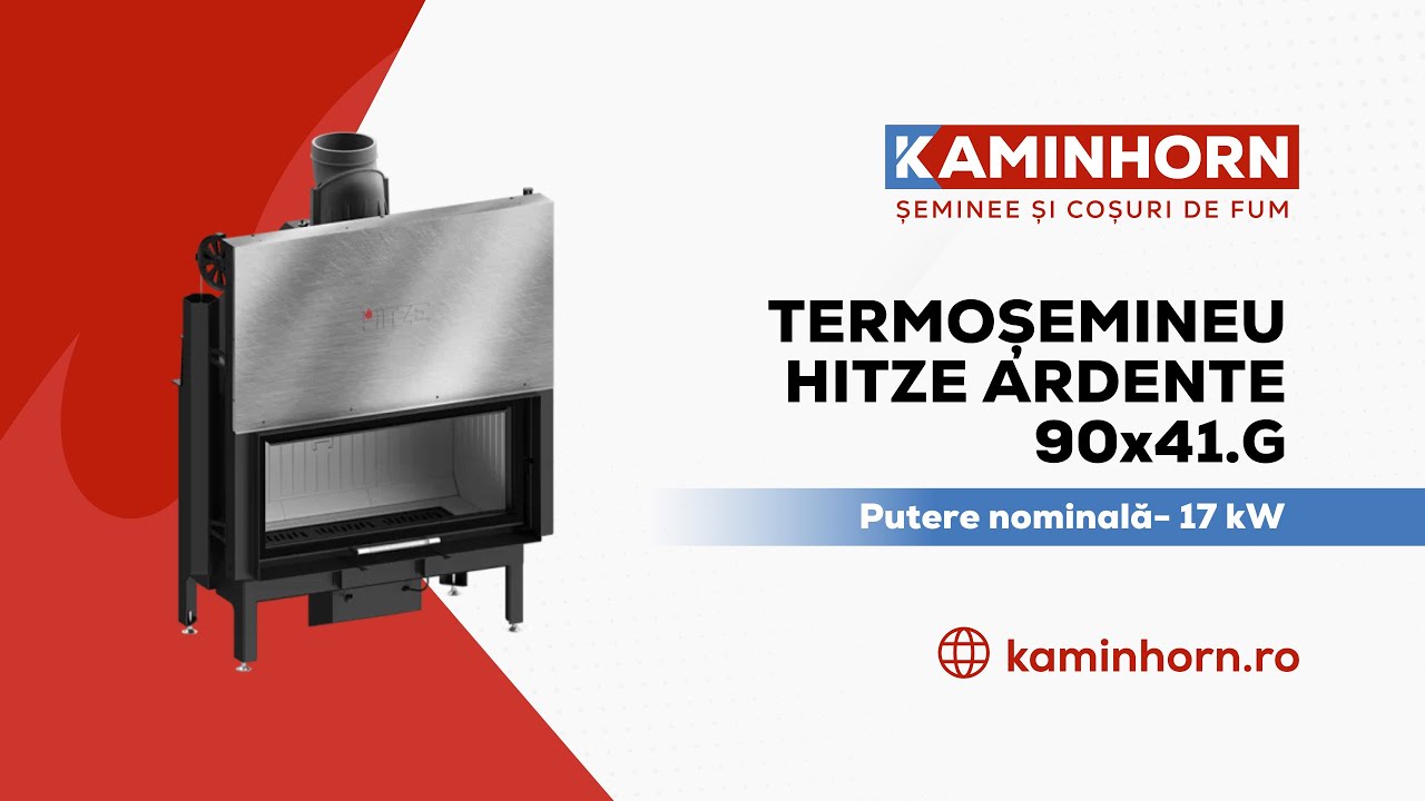 Șemineu Hitze Ardente 90x41 G - Putere 14kW - KAMINHORN - YouTube