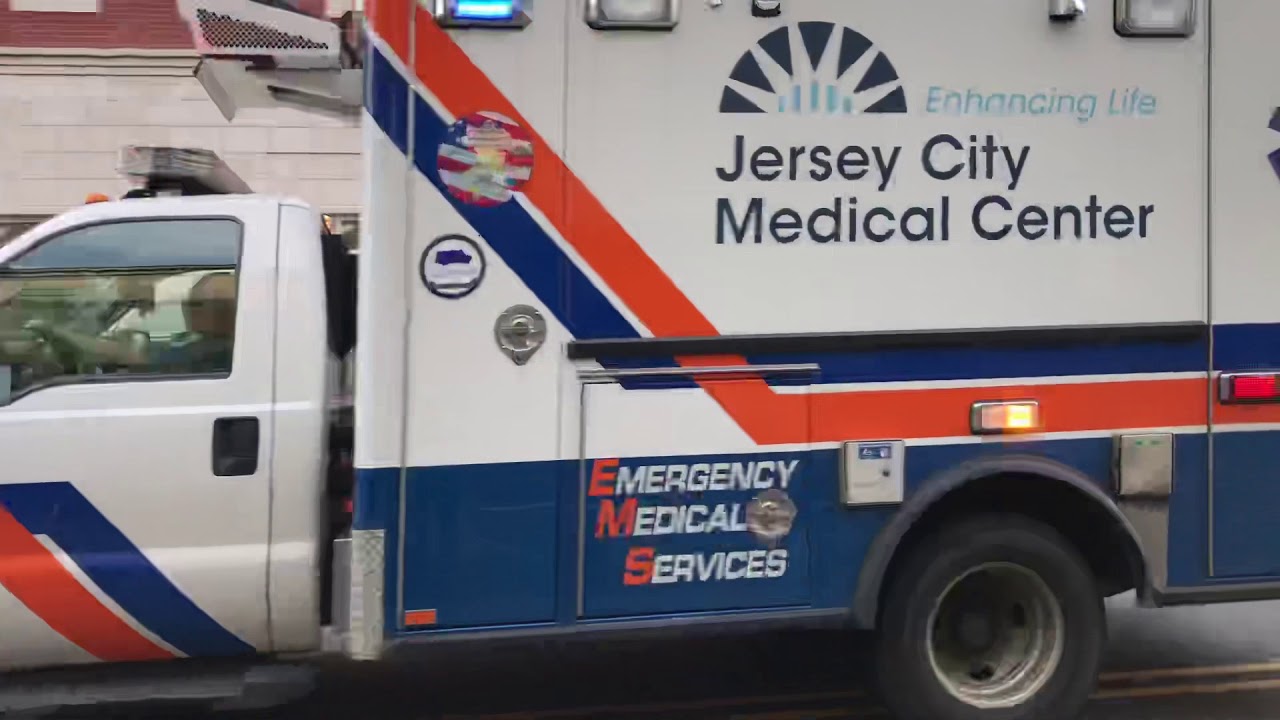 JERSEY CITY MEDICAL CENTER EMS AMBULANCE RESPONDING ON OCEAN AVENUE IN ...