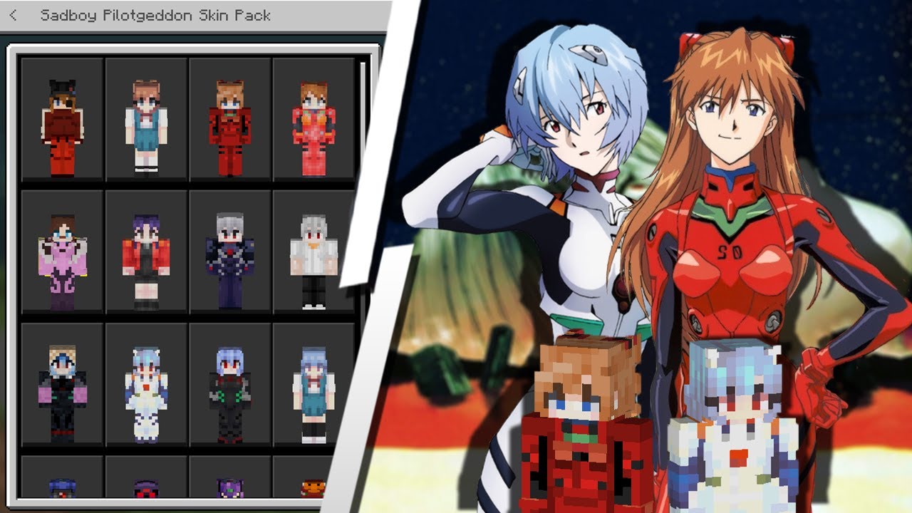 SKIN PACK de EVANGELION para MINECRAFT PE - YouTube