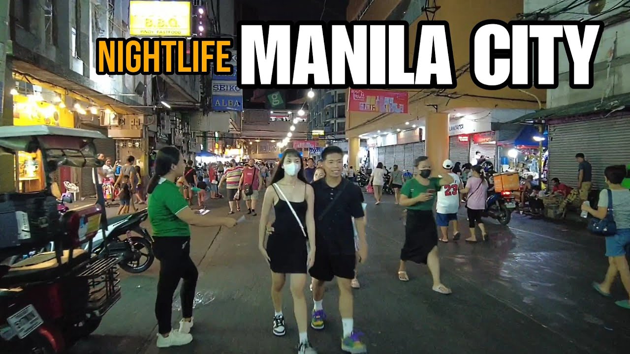 Nightlife in Downtown Manila Philippines [4k] walking tour - YouTube