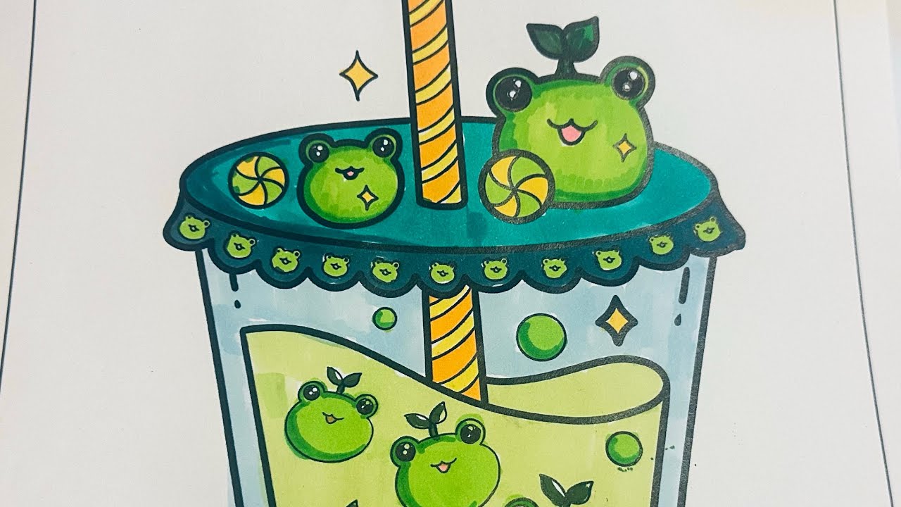 How to colour Cute Frog Boba Bubbletea #asmr #boba #bubbletea #frog # ...