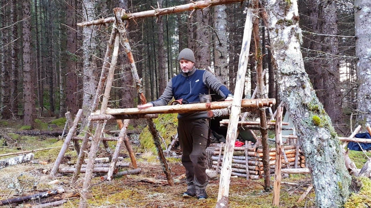 Bushcraft Shelter - Table Build - YouTube