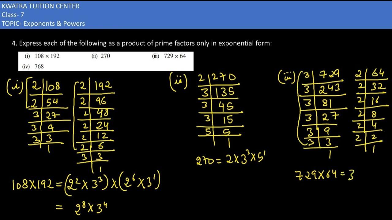 4. Express each of the following as a product of prime factors only in ...