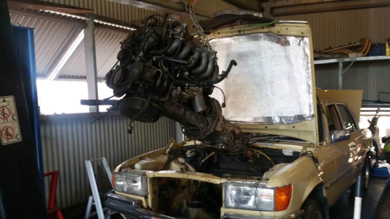 Mercedes w116 engine swap - YouTube
