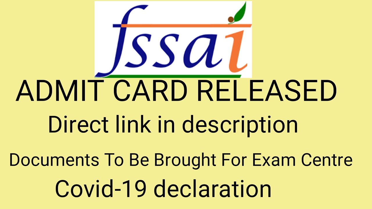 FSSAI Admit Card Out 2021//FSSAI released admit card for various posts ...