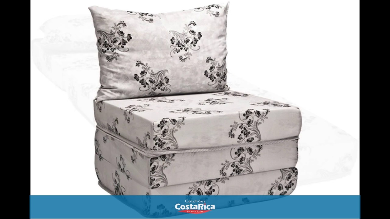 Sofá Cama Luckspuma D20 Puff Solteiro - Na Costa Rica Colchões - YouTube