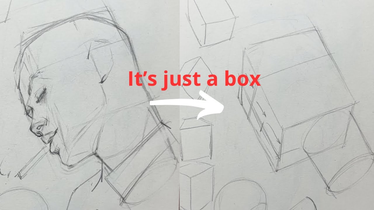 Use boxes to draw heads from extreme angles - YouTube
